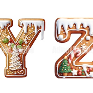 Gingerbread Alphabet Clipart - Christmas Alphabet Clipart, Christmas ...