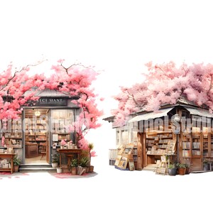 Watercolor Spring Bookstore Clipart, Book Store Clipart, Digital ...