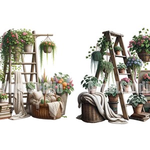 Watercolor Cozy Plant Clipart, Watercolor Cottagecore Clipart, House ...