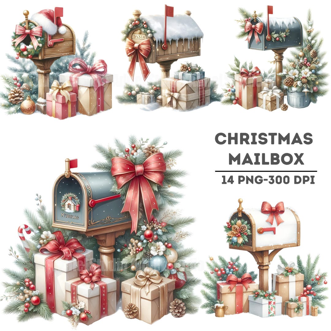 Christmas Mailbox Clipart, Holiday Mailbox With Presents, Christmas ...