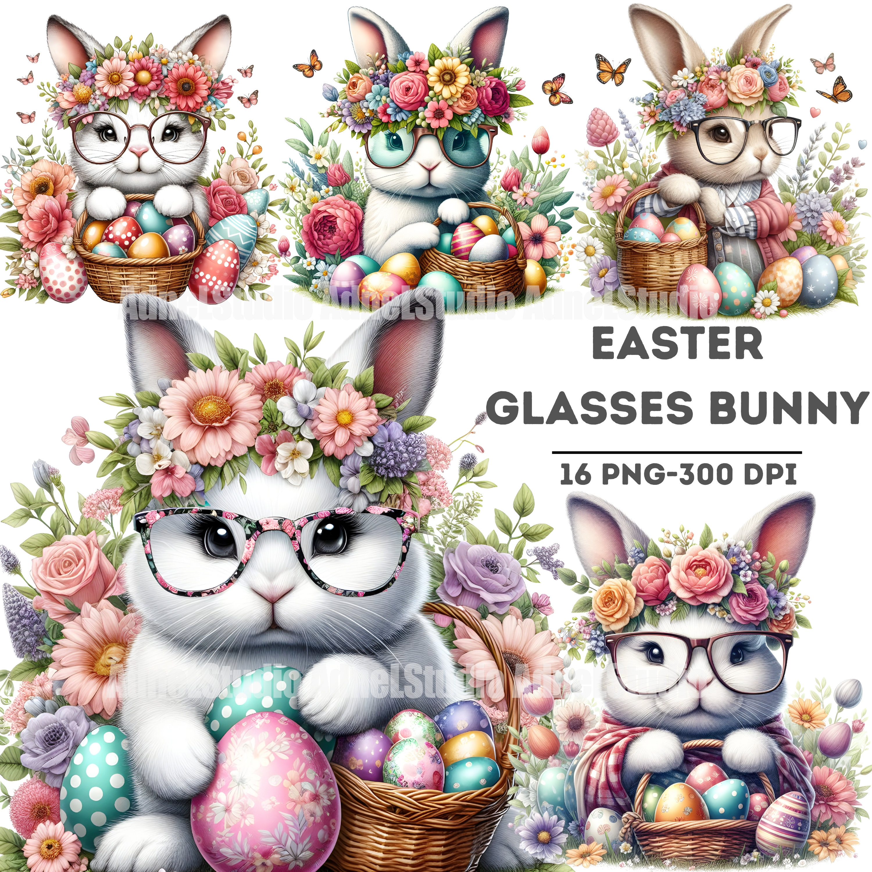 Easter Bunny With Glasses Clipart - Easter Clipart, Easter Bunny ...