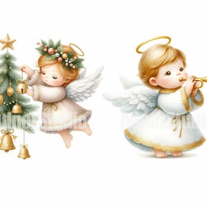 Christmas Little Angel PNG Clipart Set, Adorable Holiday Angel ...