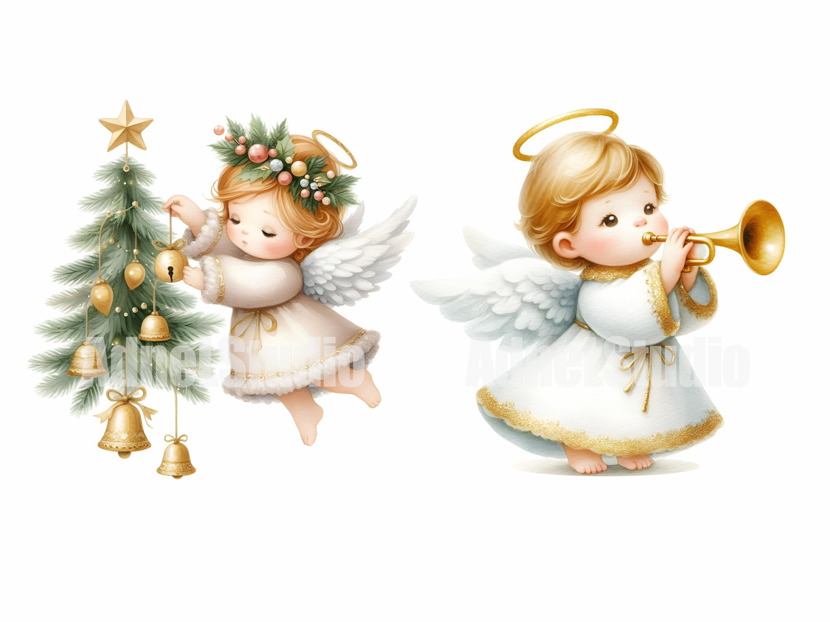 Christmas Little Angel PNG Clipart Set, Adorable Holiday Angel ...