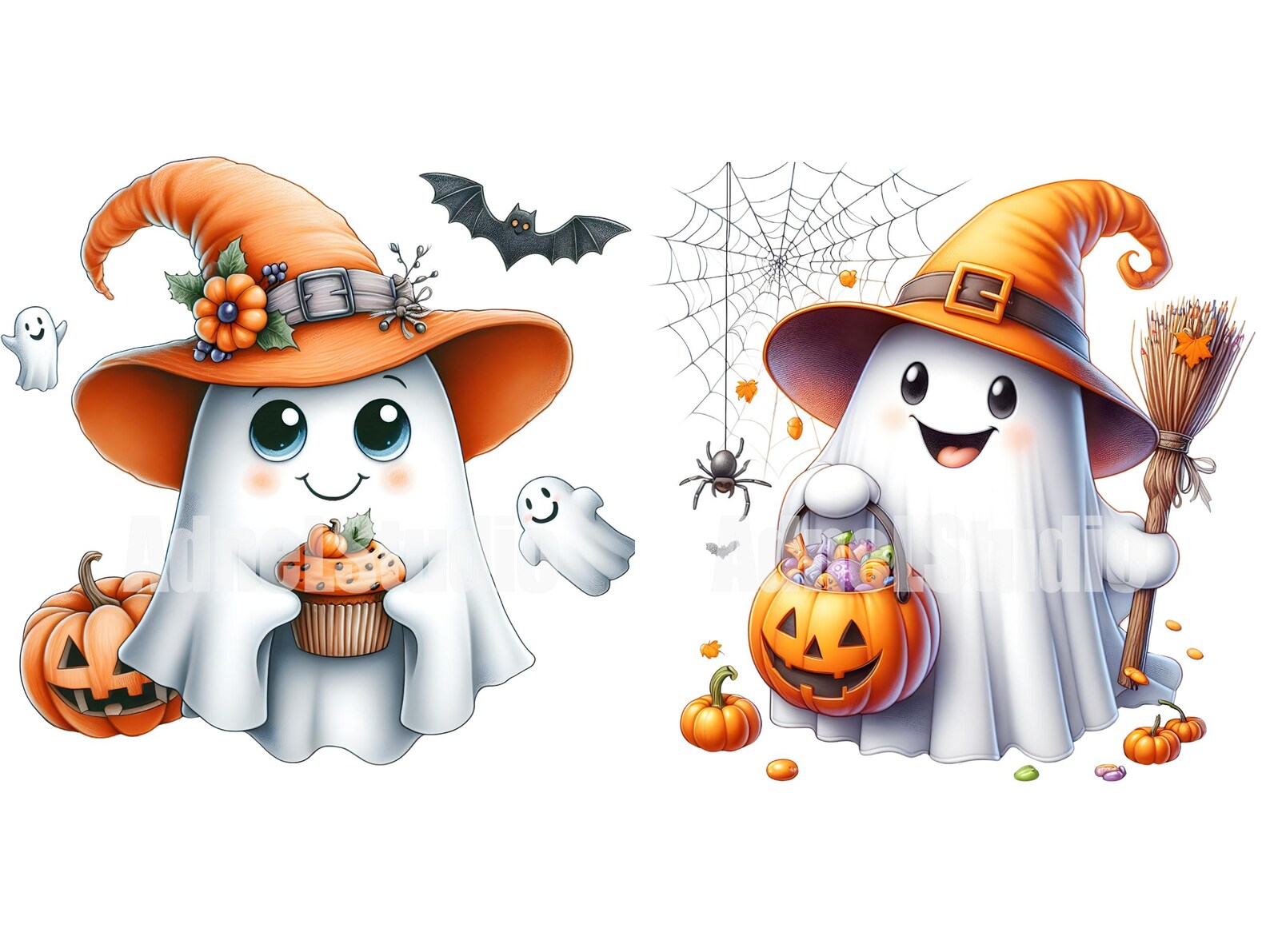 Halloween Ghost Witch Clipart, Cute Spooky PNG Images for Scrapbooking ...