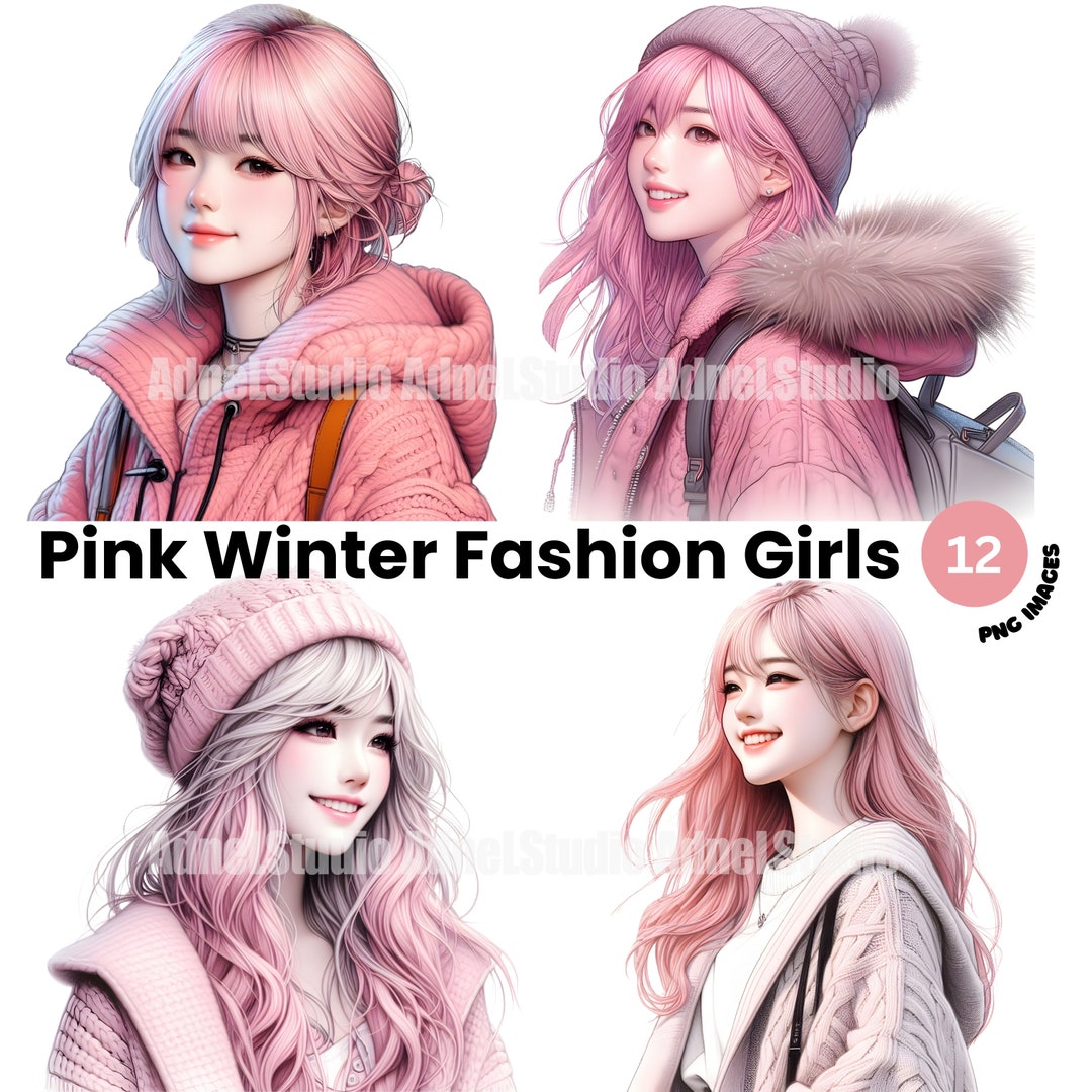 Pink Winter Fashion Girl Clipart - Winter Fashion Dress Girl, Fashion ...