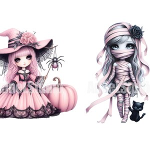 Pink Goth Halloween PNG, Pink Gothic Halloween Clipart, Cute Spooky ...