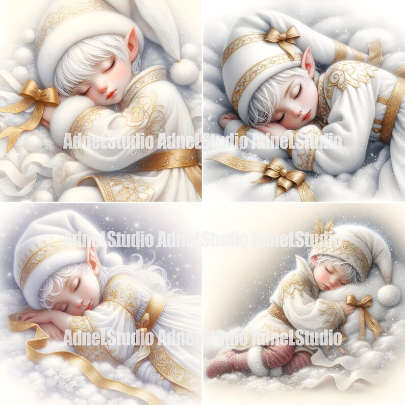 Cozy Sleeping Elf Clipart Bundle, Dreamy Winter Elf Illustrations, Cozy ...