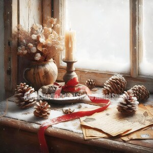 Rustic Cottagecore Christmas Decor Digital Art, Cozy Christmas Wall Art ...