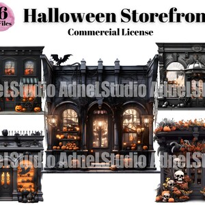 Halloween Storefront Clipart Watercolor Halloween Shop - Etsy