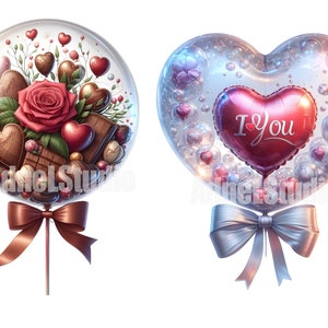Valentines Day Balloon Clipart, Watercolor Valentines Day Clipart ...