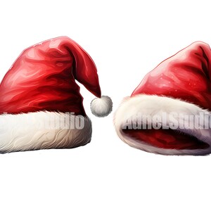 Christmas Santa Hat Clipart - Watercolor Christmas Clipart, Santa Claus ...