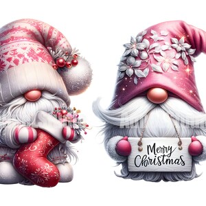 Pink Christmas Gnomes Clipart, Winter Holidays, Pink Gnome Christmas ...