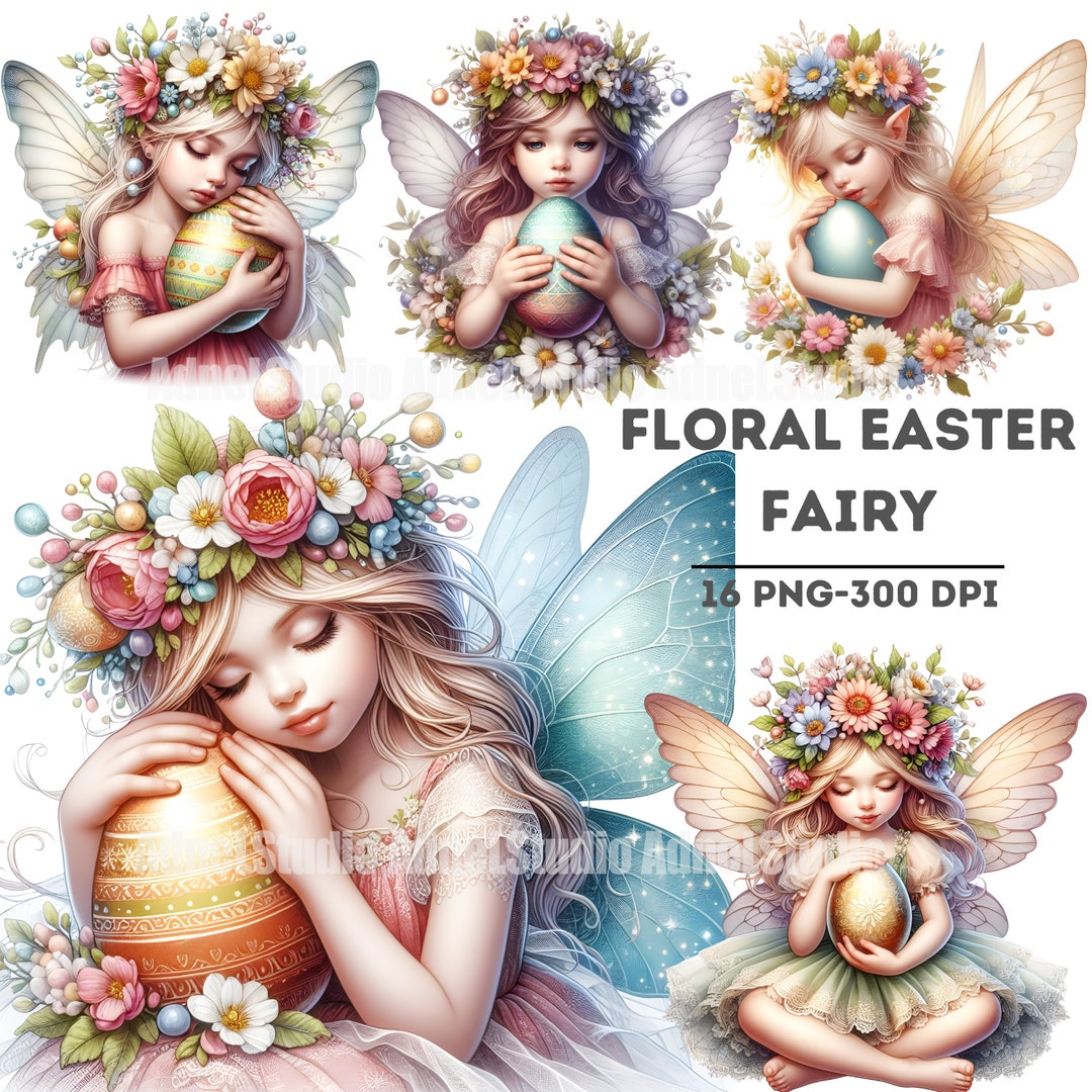 Floral Easter Fairy Clipart - Easter Clipart, Fairy Easter Sublimation ...