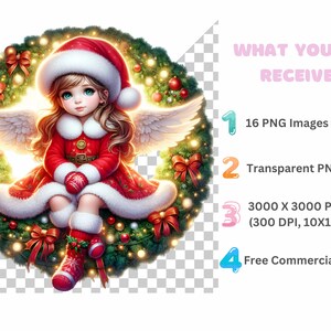 Christmas Little Angel PNG Clipart Bundles, Holiday Decor Art, Festive ...