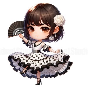 Watercolor Spain Flamenco Girl Clipart, Spanish Flamenco Clipart, Anime ...