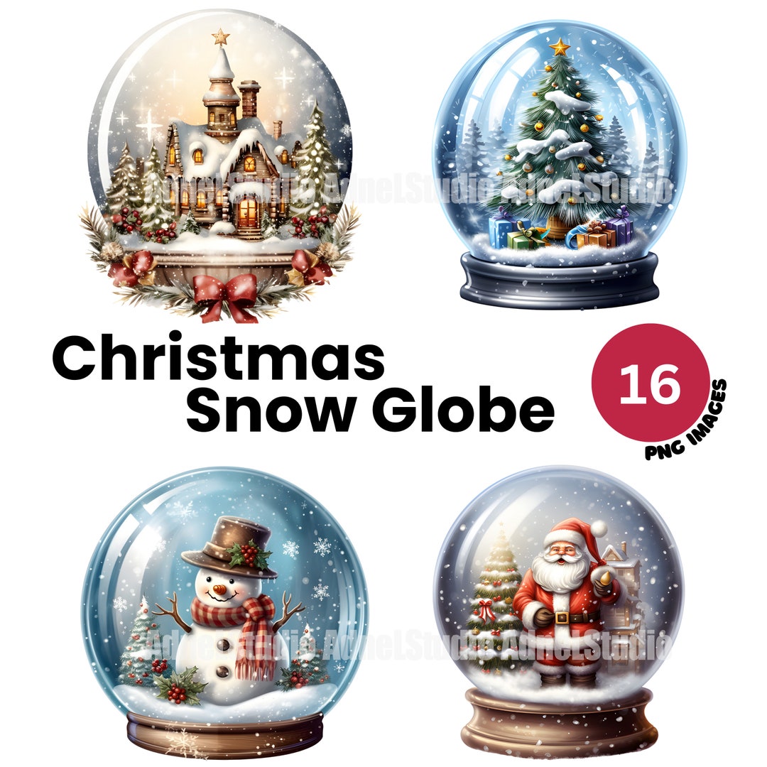 Christmas Snow Globe Clipart - Watercolor Christmas Clipart, Christmas ...