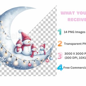 Festive Christmas Crescent Moon PNG Clipart, Cozy Holiday Moon With ...