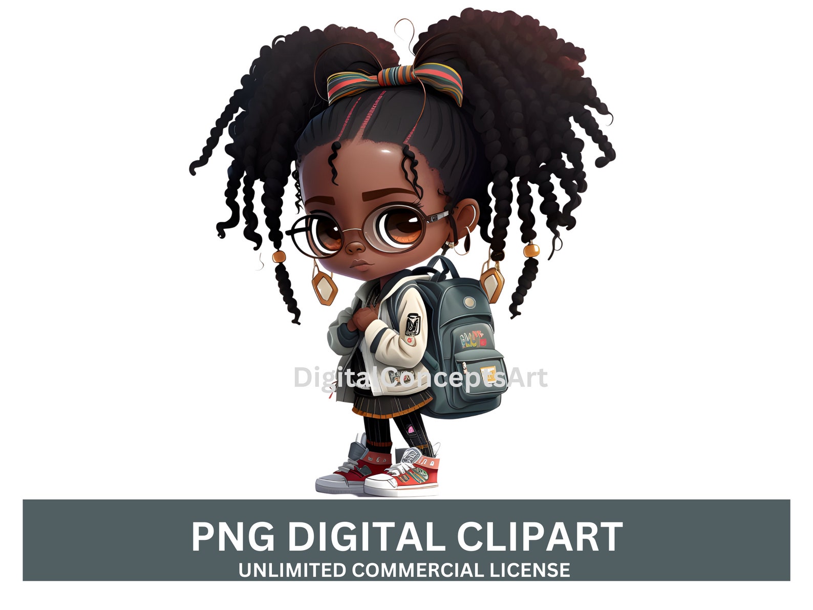 Black Girl Fashion Png Black Chibi Girl Clipart Back to - Etsy