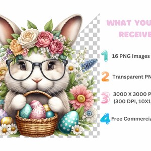 Easter Bunny With Glasses Clipart - Easter Clipart, Easter Bunny ...
