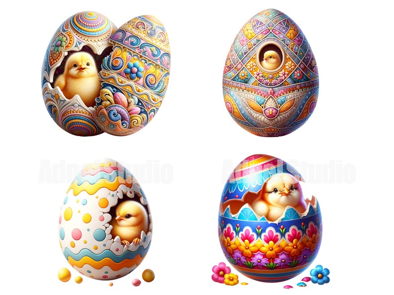Easter Eggs Clipart - Easter Clipart, Cozy Easter Chick Clipart, Easter ...
