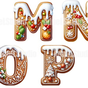 Gingerbread Alphabet Clipart - Christmas Alphabet Clipart, Christmas ...