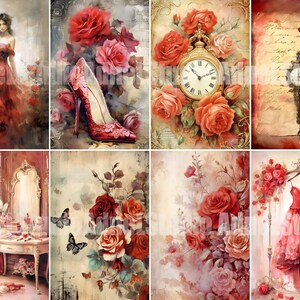 Red Vintage Victorian Junk Journal Bundle, Red Junk Journal, Red ...