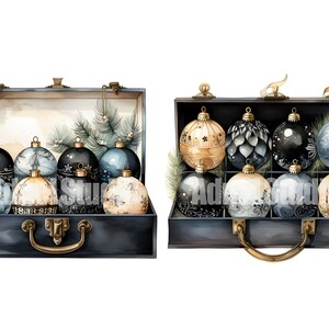Christmas Black Bauble Clipart, Cozy Christmas Baubles Box Clipart ...