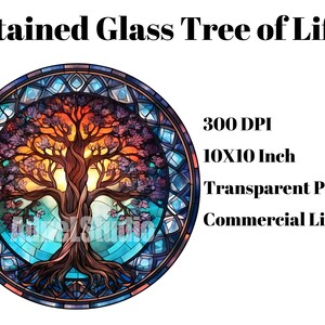 Stained Glass Tree of Life Clipart, Watercolor Tree of Life ...