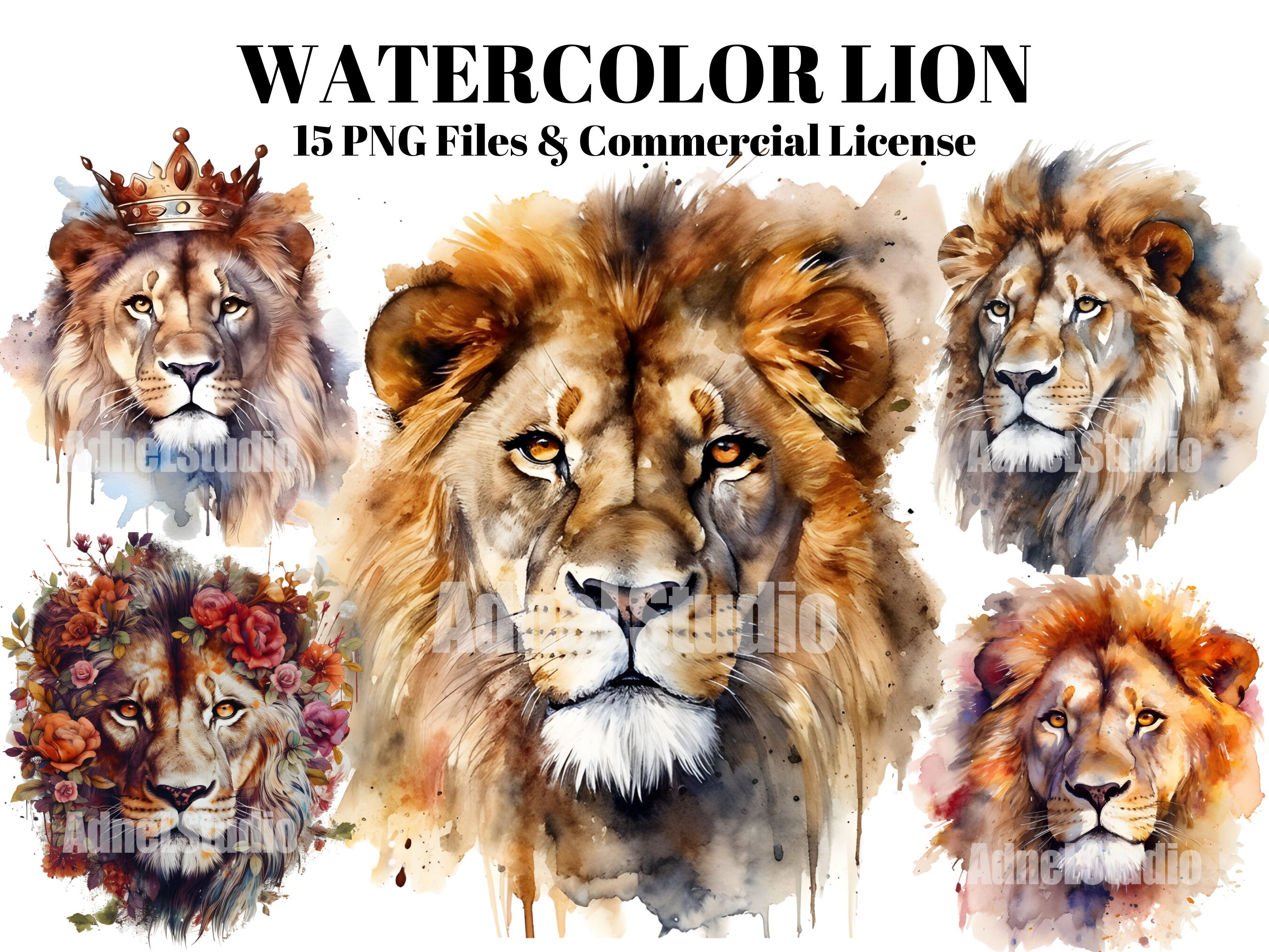 Watercolor Lion Clipart Png Watercolor Lion King Clip Art - Etsy UK