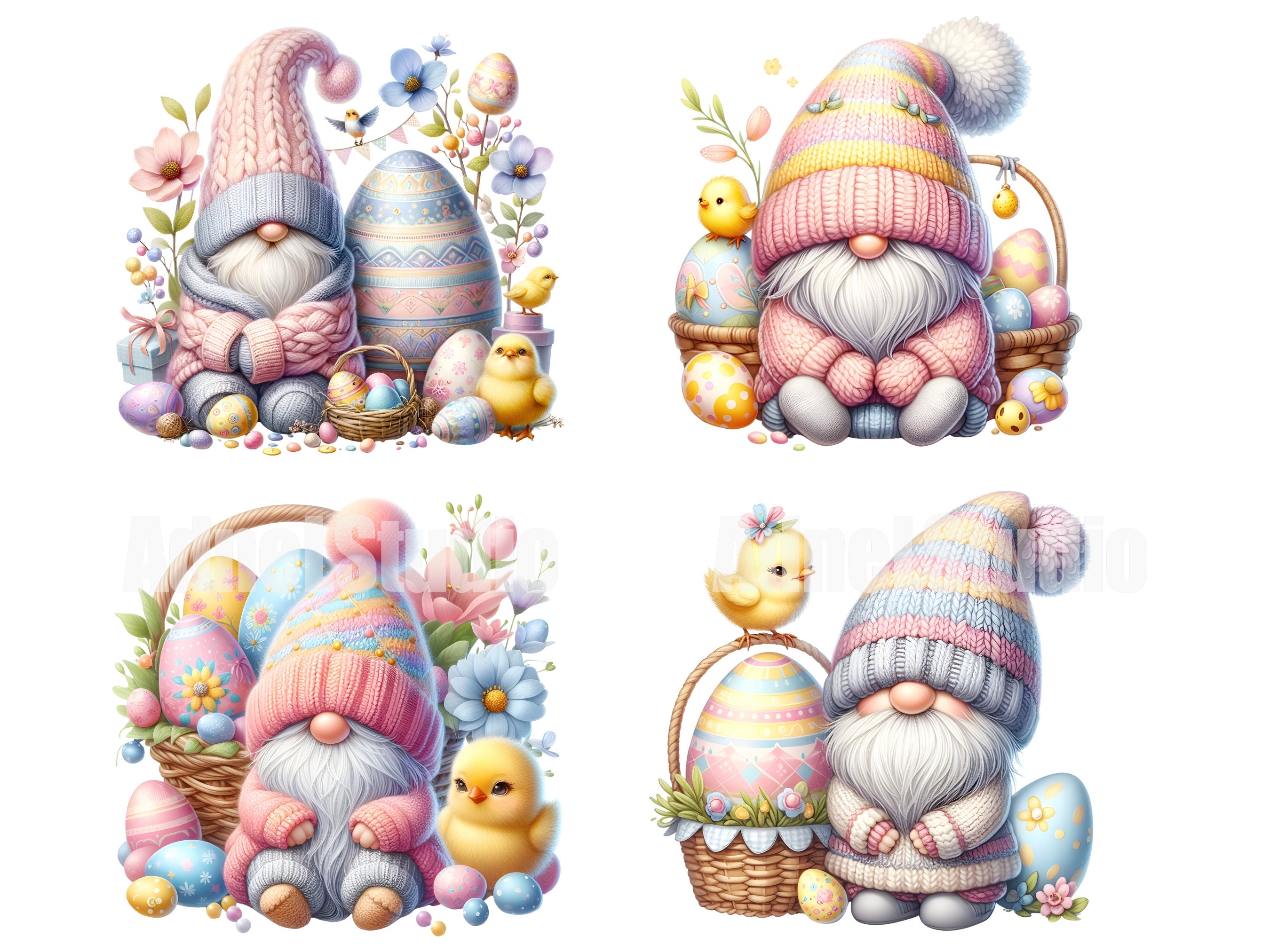 Knitted Easter Gnome Clipart - Easter Clipart, Spring Gnome Clipart ...