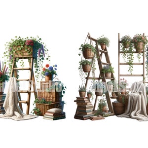 Watercolor Cozy Plant Clipart, Watercolor Cottagecore Clipart, House ...