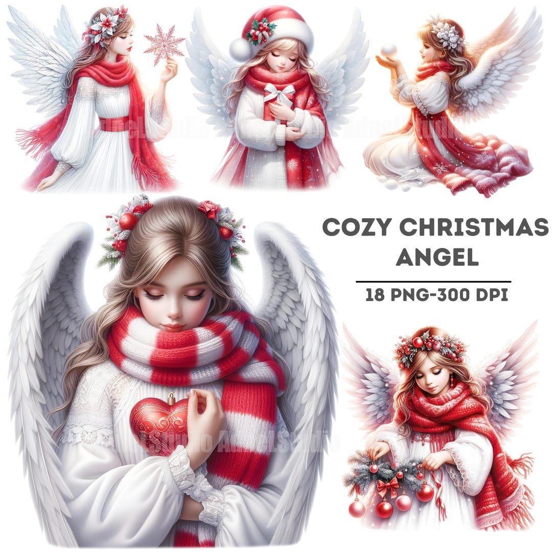 Cozy Christmas Angel PNG, Christmas Cozy Decor, Winter Angel Digital ...