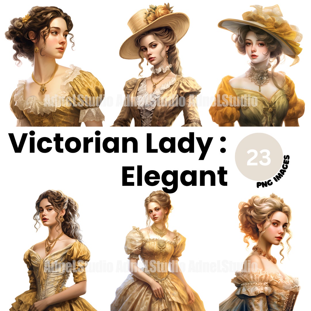 Victorian Ladies Clipart - Watercolor Victorian Lady PNG, Vintage Women ...