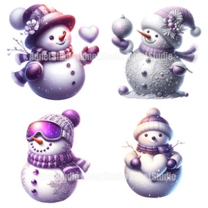 Purple Christmas Snowman Clipart - Festive Purple Snowman Clipart ...