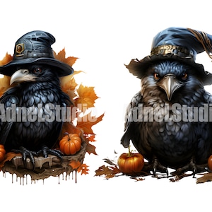 Halloween Crow Clipart - Halloween Clipart, Watercolor Fairytale Crow ...