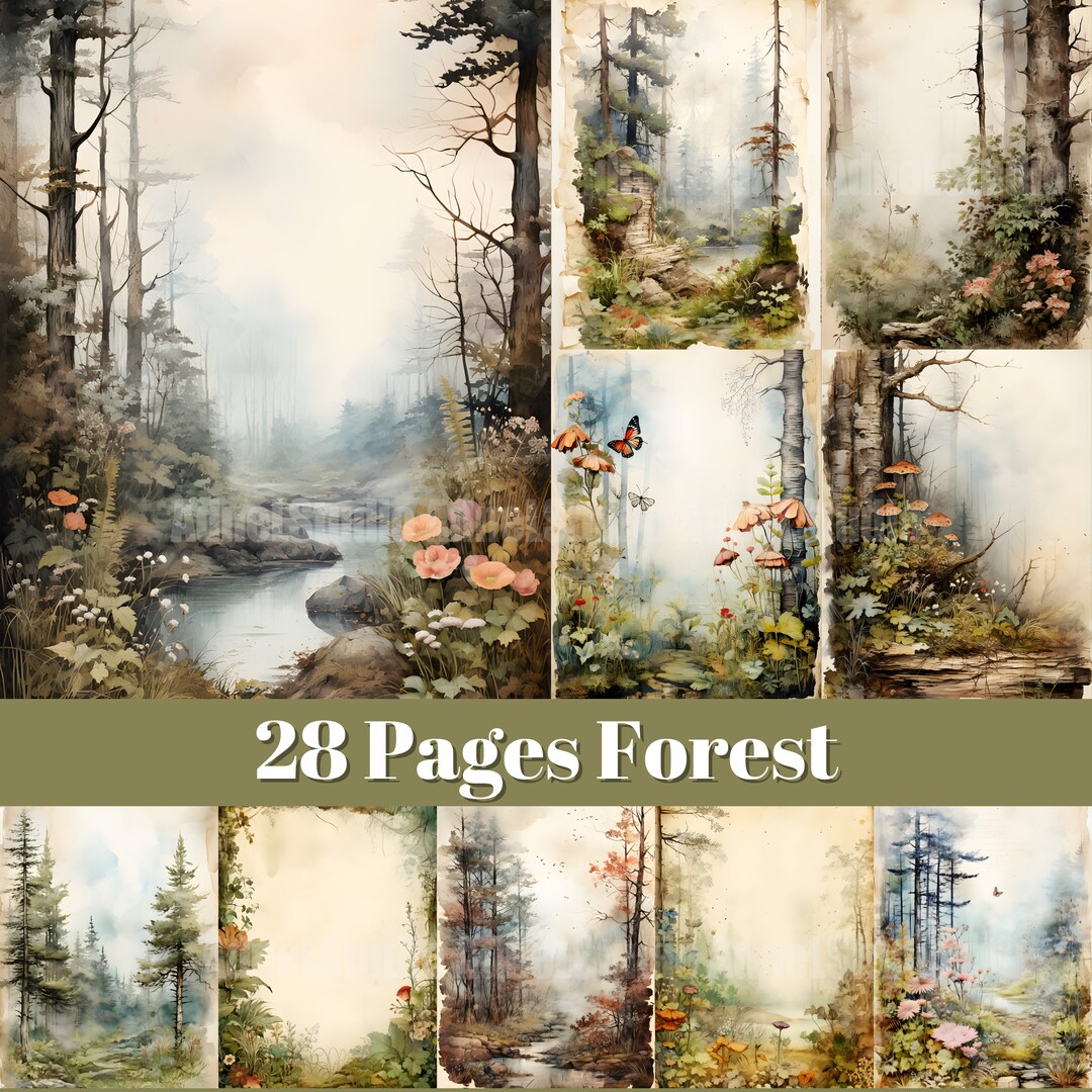 Vintage Forest Junk Journal, Forest Journal Pages, Forest Ephemera ...