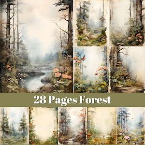 Vintage Forest Junk Journal, Forest Journal Pages, Forest Ephemera ...