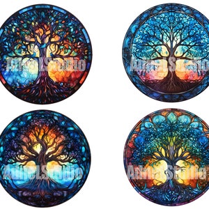 Stained Glass Tree of Life Clipart, Watercolor Tree of Life ...