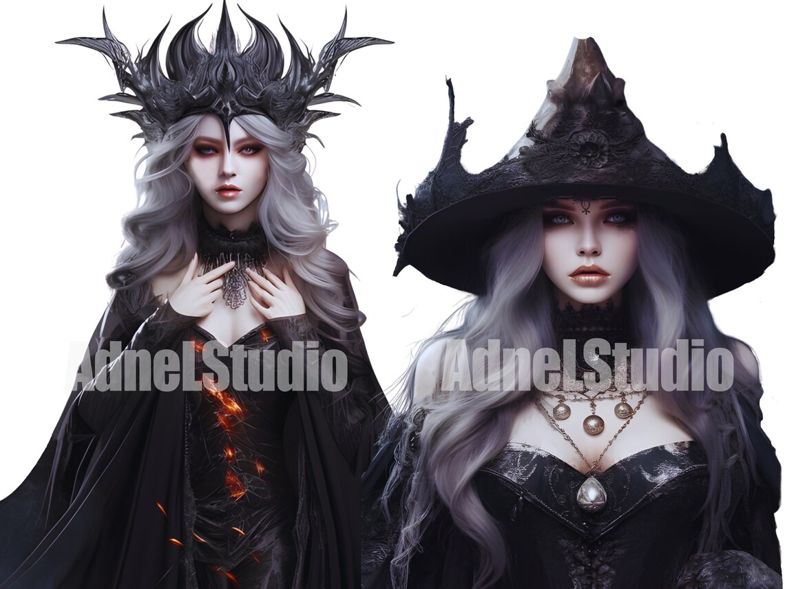 Dark Witch Clipart Celestial Queen Png Mystical Dark Witch - Etsy