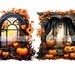 Halloween Window Pumpkin Clipart, Watercolor Halloween Window Clipart ...