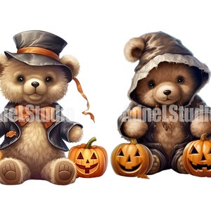 Halloween Teddy Bear Clipart - Halloween Clipart, Watercolor Teddy Bear ...