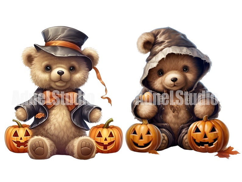 Halloween Teddy Bear Clipart - Halloween Clipart, Watercolor Teddy Bear ...