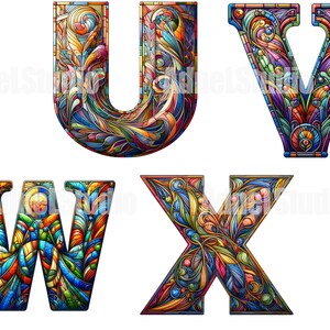 Stained Glass Alphabet Clipart - Alphabet and Number Clipart, Stained ...