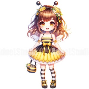 Watercolor Bee Girl Clipart, Watercolor Bee Fairy Clipart, Bee Costume ...