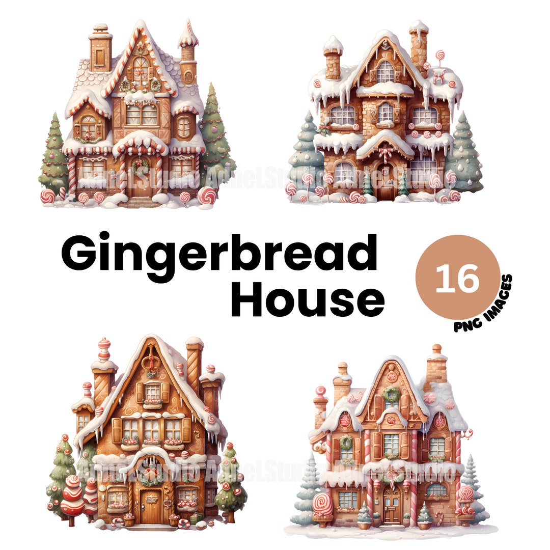 Watercolor Christmas Gingerbread House Clipart - Gingerbread Clipart ...