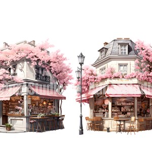 Watercolor Spring Coffee Shop Clipart -20 High Quality Cafe PNG Clipart ...