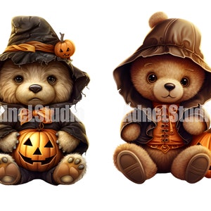 Halloween Teddy Bear Clipart - Halloween Clipart, Watercolor Teddy Bear ...