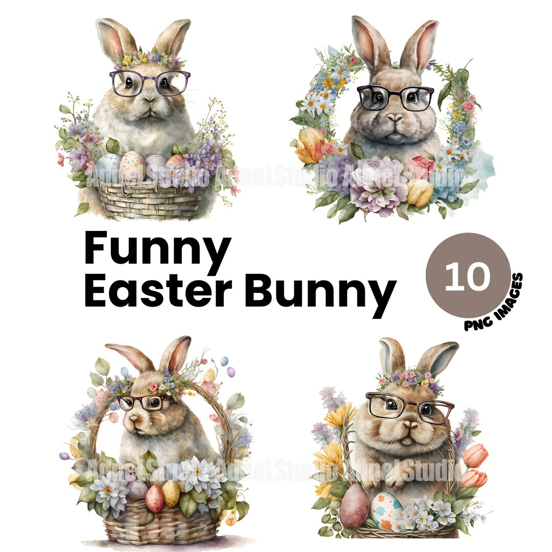 Watercolor Funny Easter Bunny Png -10 High Quality Watercolor Funny ...