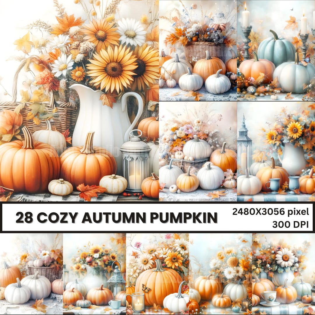Cozy Autumn Pumpkin Junk Journal Pages, Fall Harvest Aesthetic, Digital ...