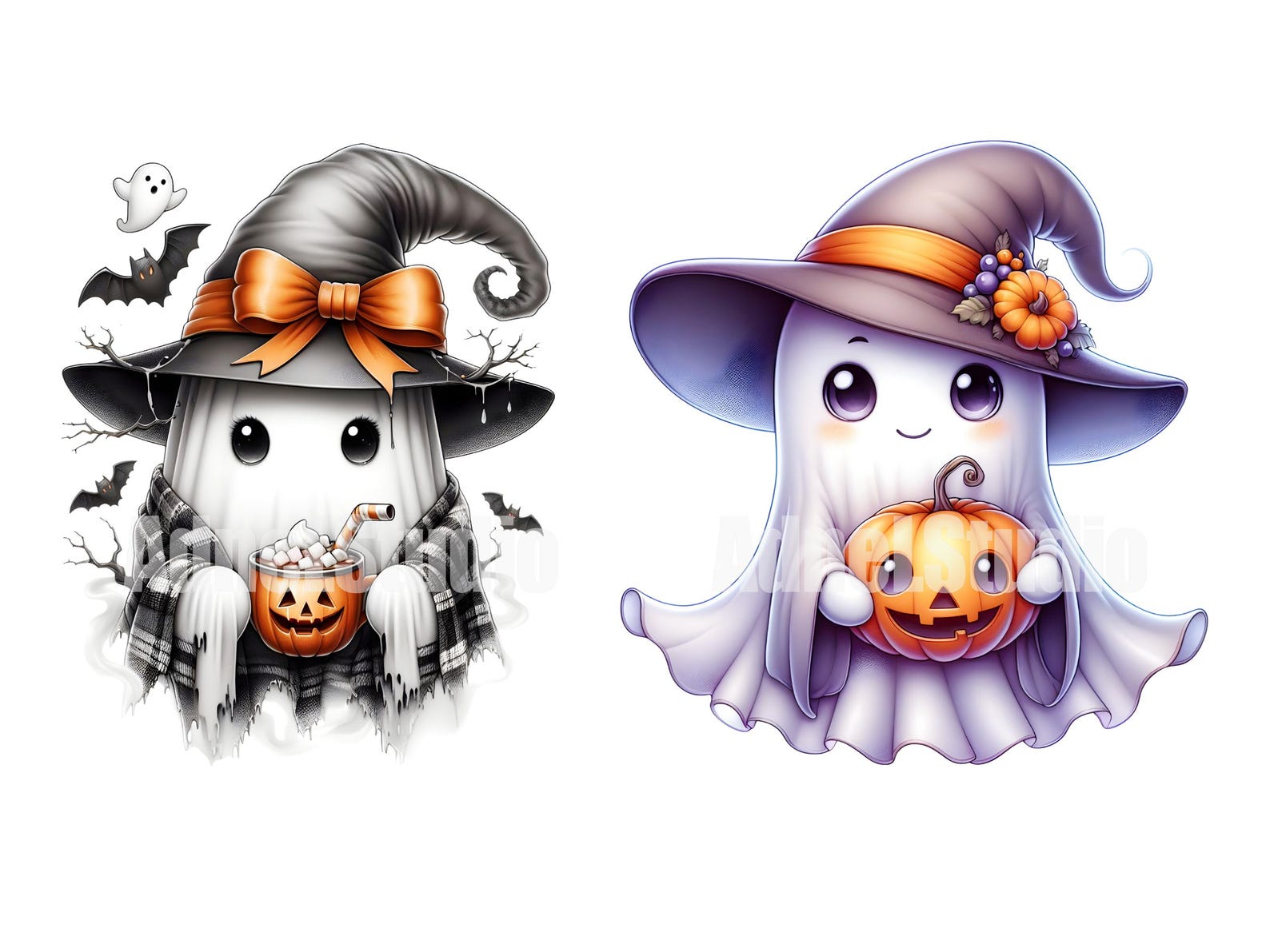 Halloween Ghost Witch Clipart, Cute Spooky PNG Images for Scrapbooking ...